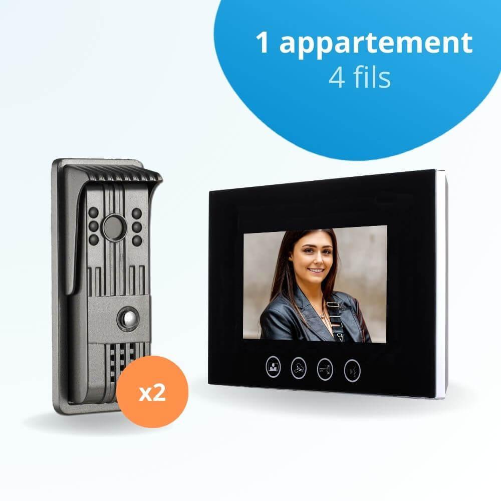 Portier interphone vidéo pili 4 fils pour 2 entrées - 1 appartement - 2 ...