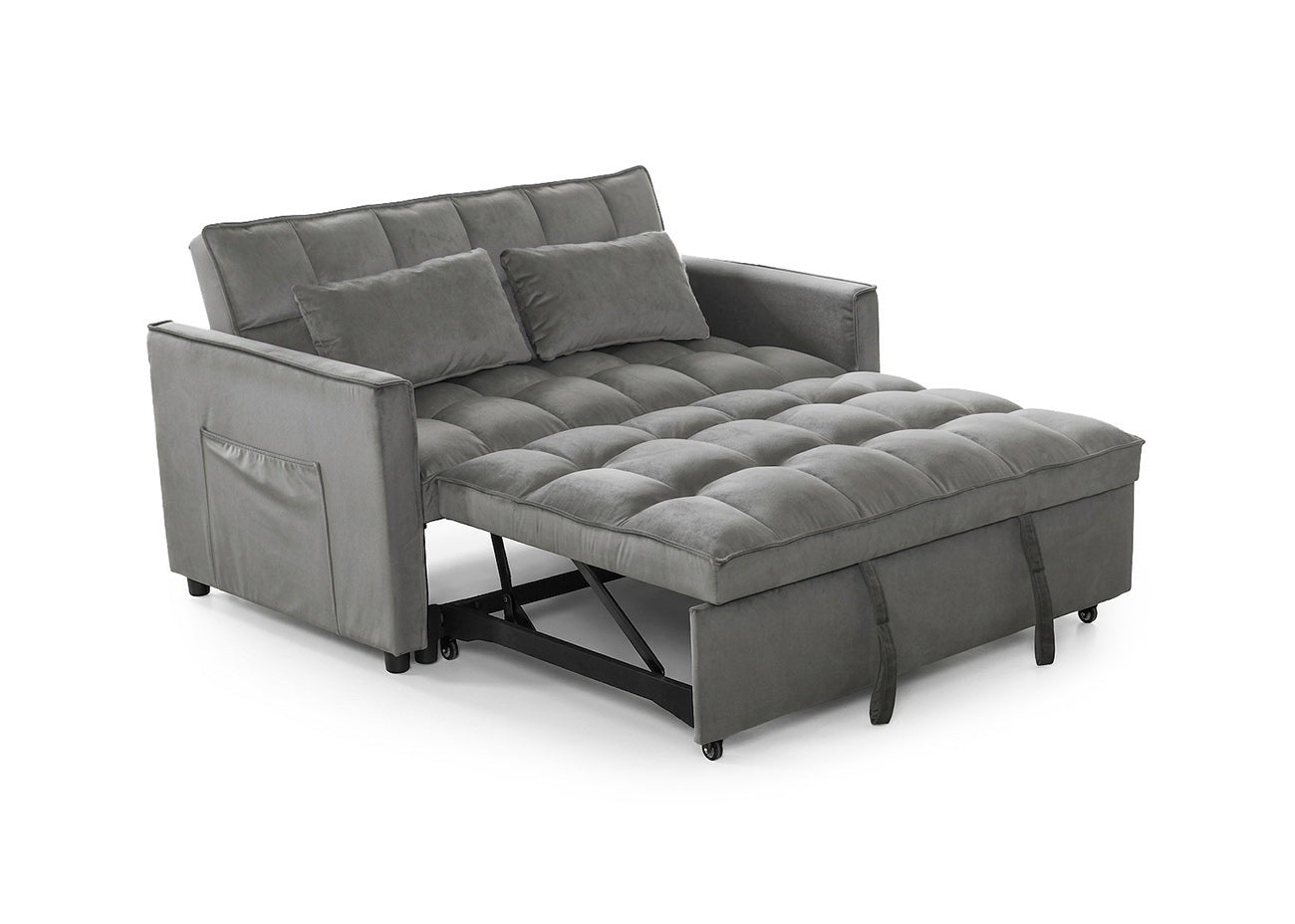 Sofa Cama de Matrimonio Paulo 134cm, Gris en terciopelo | Leroy Merlin