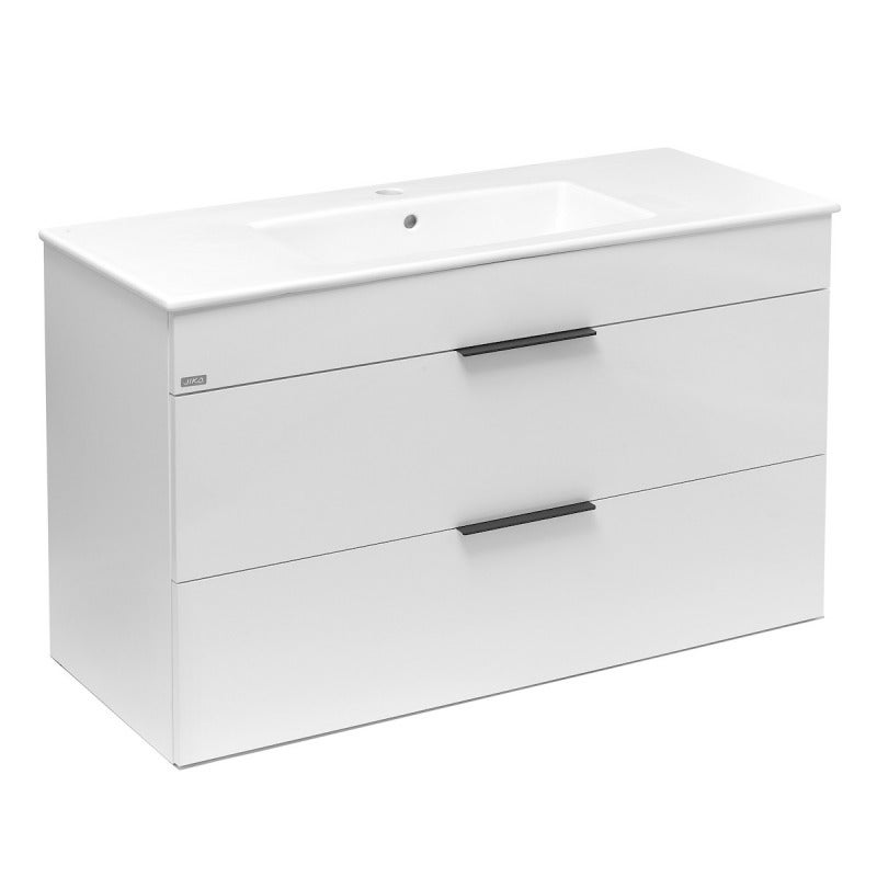 Jika (Groupe Roca) Cube Meuble de salle de bain blanc 2 tiroirs 98x42 ...