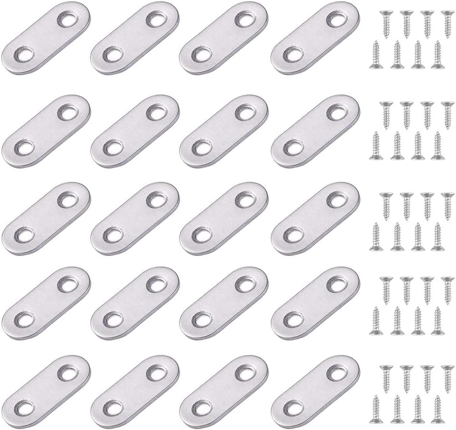 24 Pièces Fixation Droit Plat Plaques Support en Droit Plat Metalliques ...