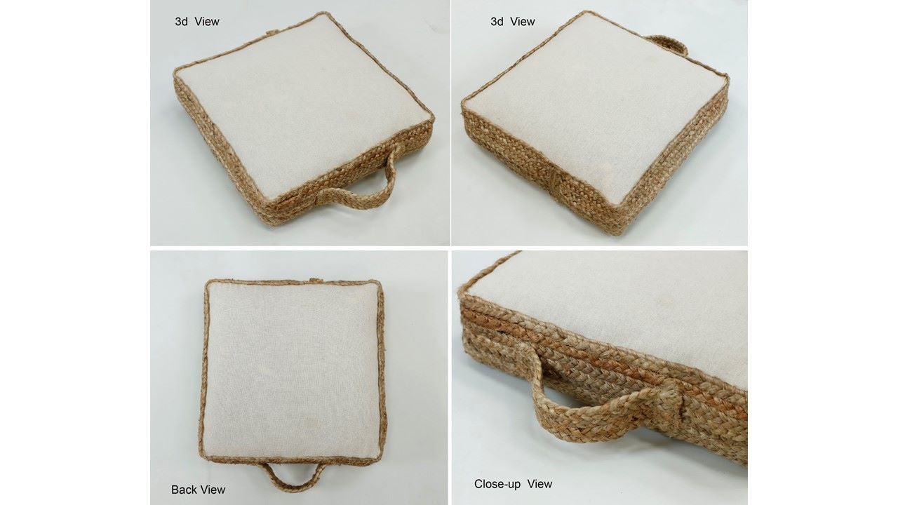 Coussin de sol jute et coton Beige 45x45X10 | Leroy Merlin