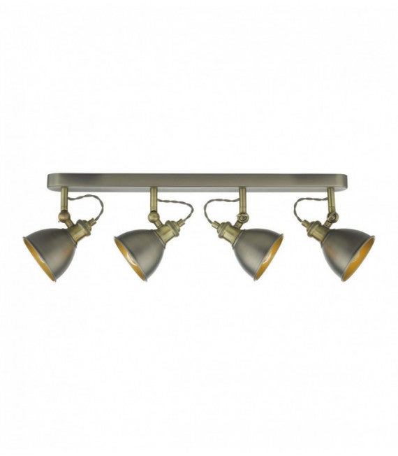 Barre de spots Governor Cuivres Antique,chrome antique 4 ampoules 20cm ...