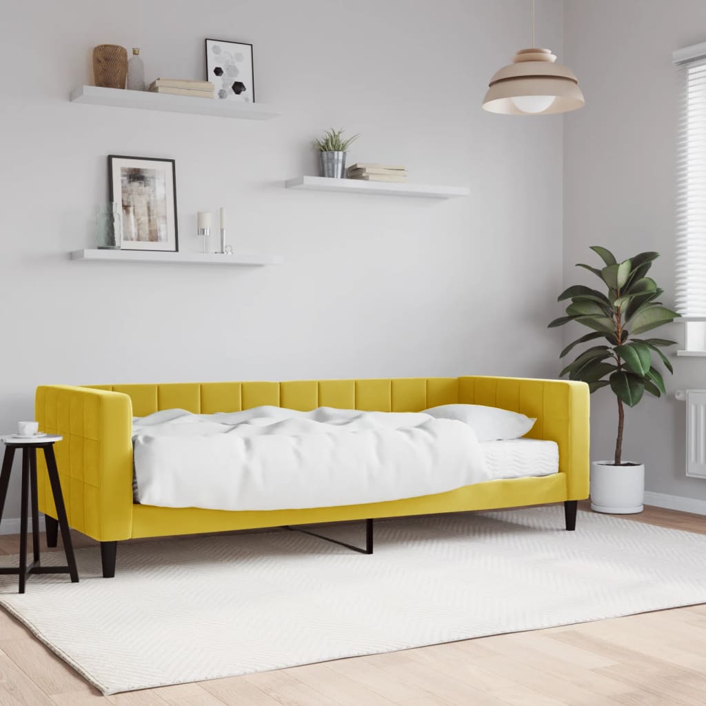 Sofá cama con colchón terciopelo amarillo 80x200 cm | Leroy Merlin