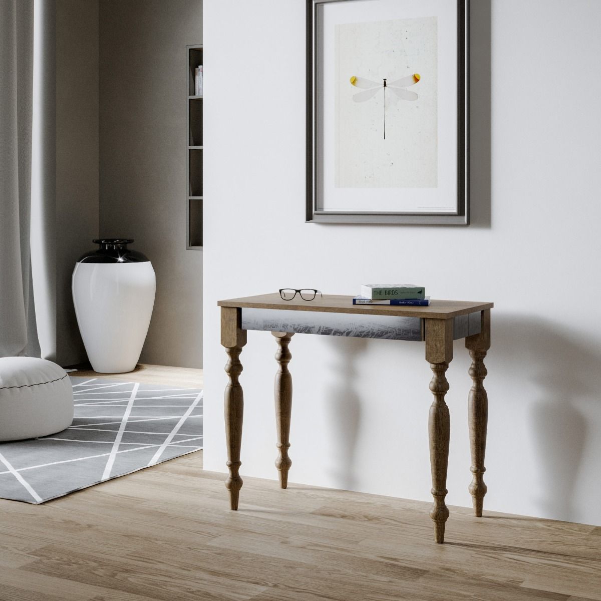 Console extensible 90x40/300 cm Romagna Iron Noyer cadre Gris | Leroy Merlin