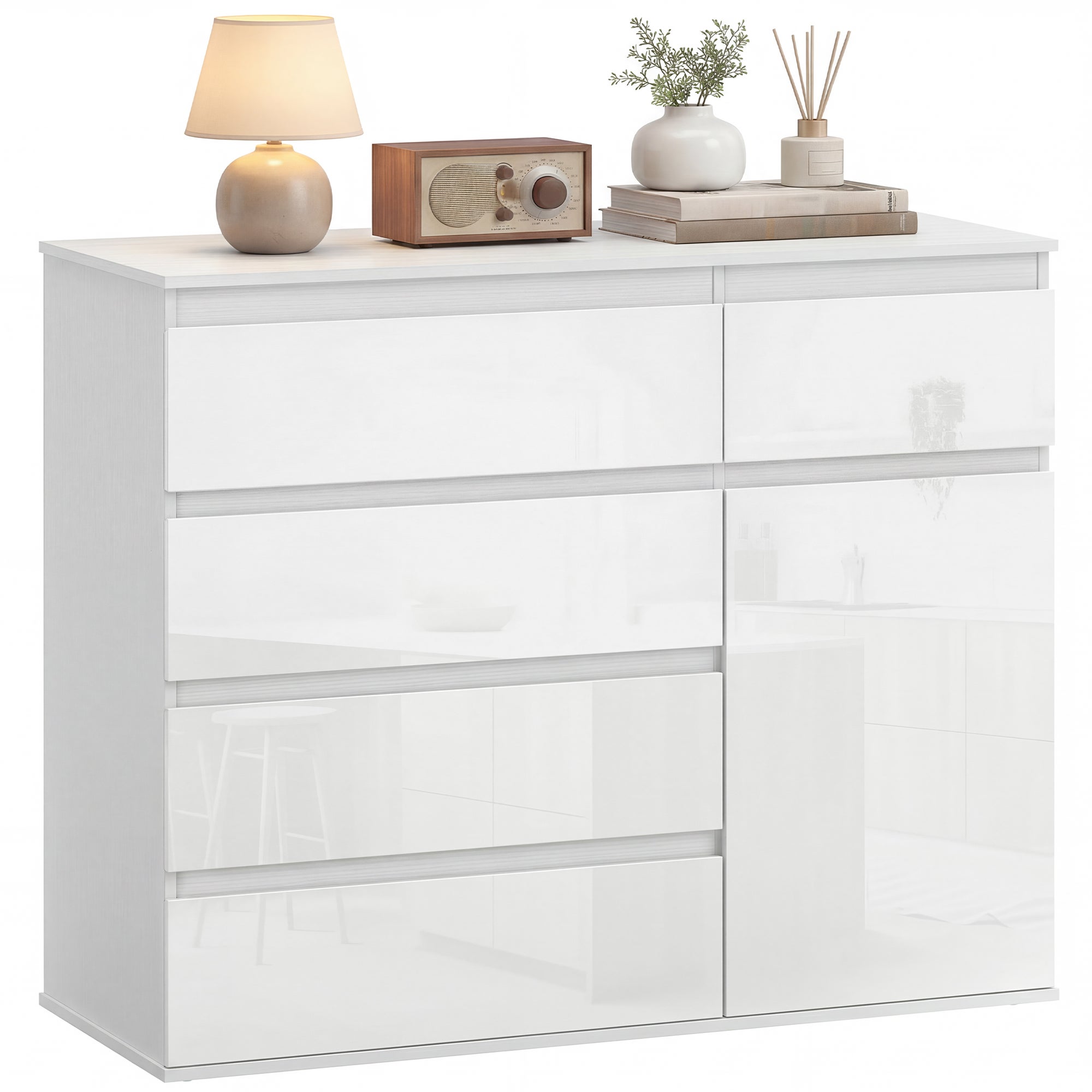 Modern Sideboard, Storage Sideboard with 5 Drawers, Adjustable Shelf ...