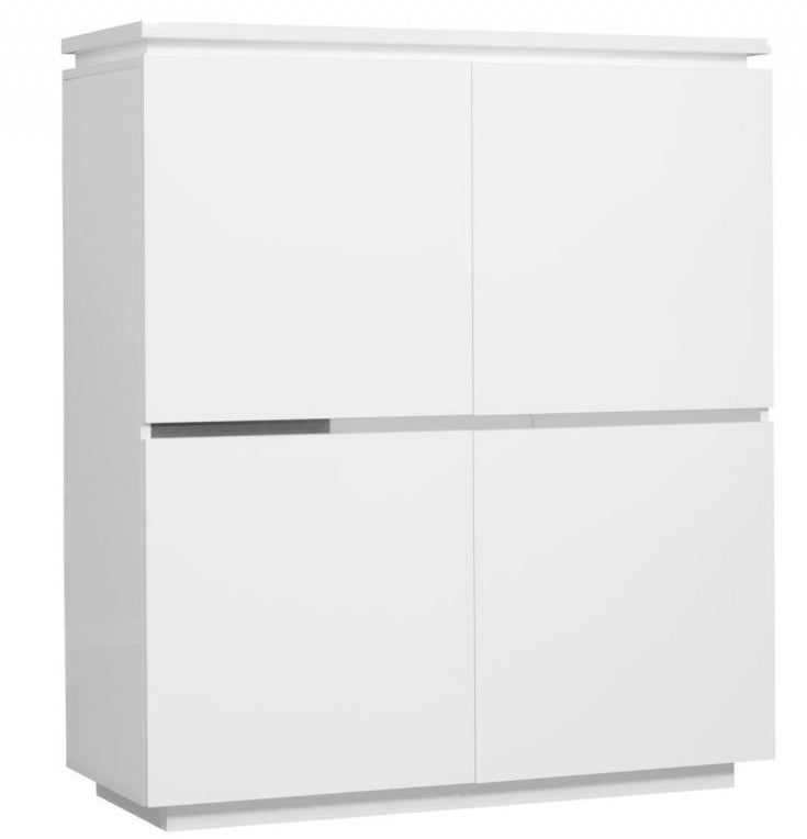 Bahut haut lumineux 4 portes bois laqué blanc Kela | Leroy Merlin