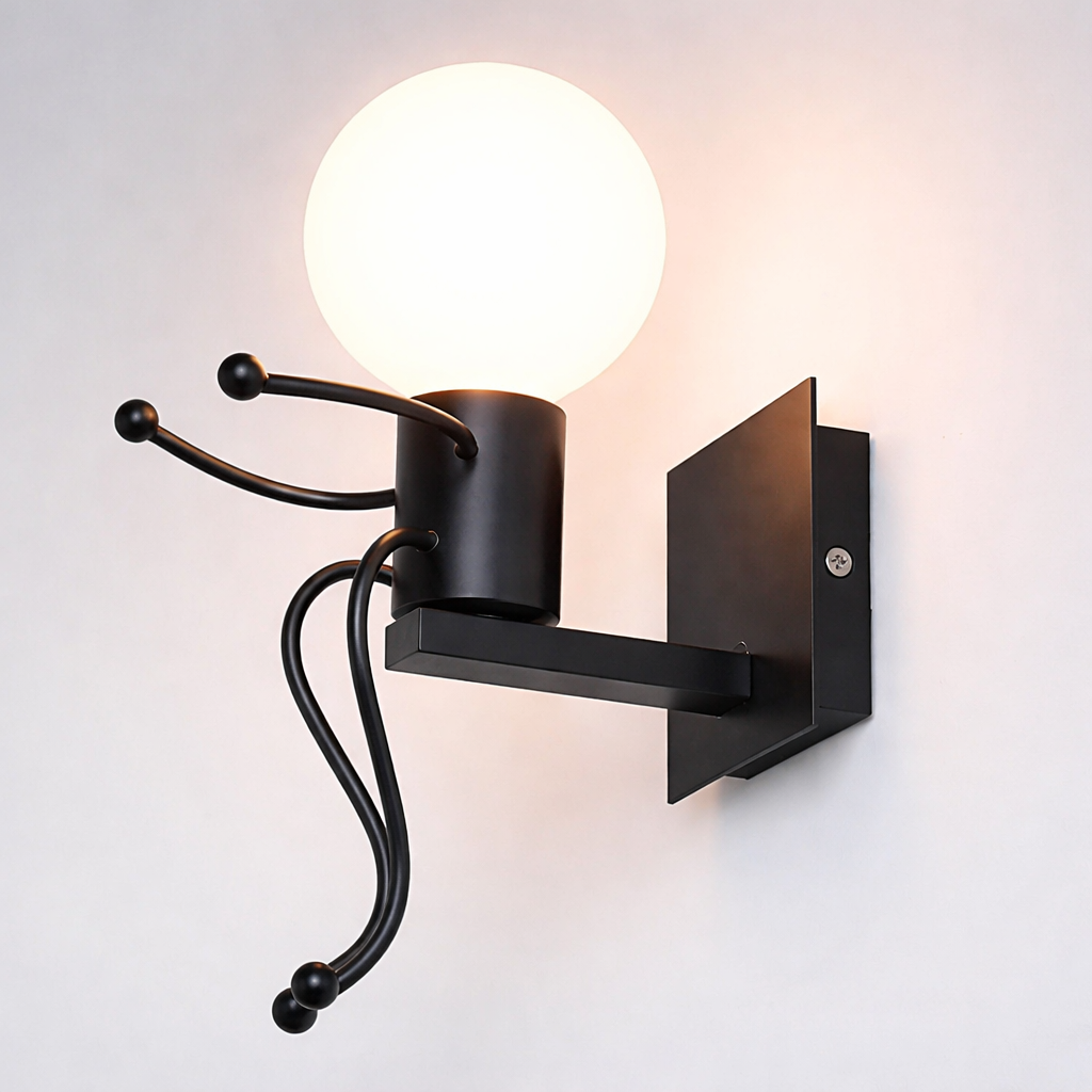 COMELY Applique Murale Intérieure Noire Design Personnage E27 ...