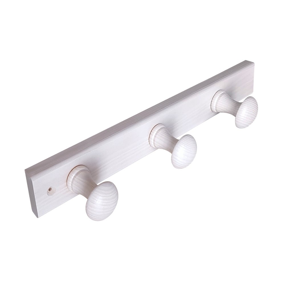 PERCHA Pared 3 Pomos madera pino decapé blanco 356 X 50 X 72 MM | Leroy ...