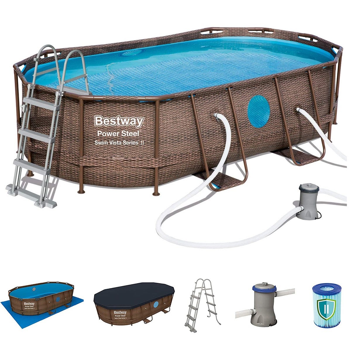 Piscina Desmontable con Ventanas 4,27 x 2,50 x 1,00 m - Piscina Tubular ...