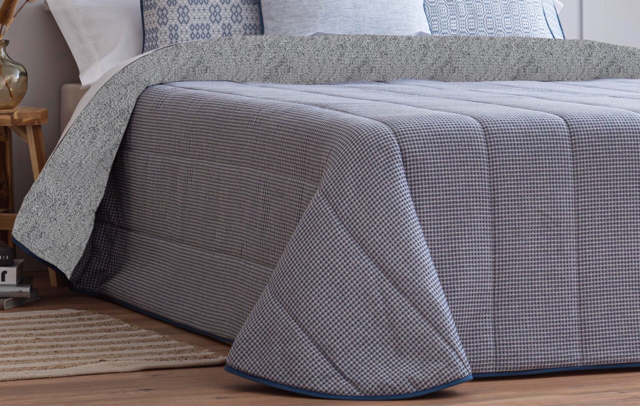 Edredón Conforter Jacquard con Reverso Sherpa Miel Azul para Cama de ...