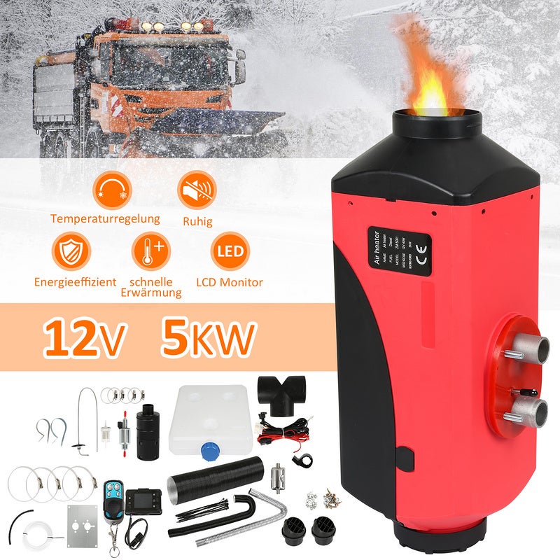 Calentador diésel de aluminio de 12V y 5KW, pantalla giratoria ...