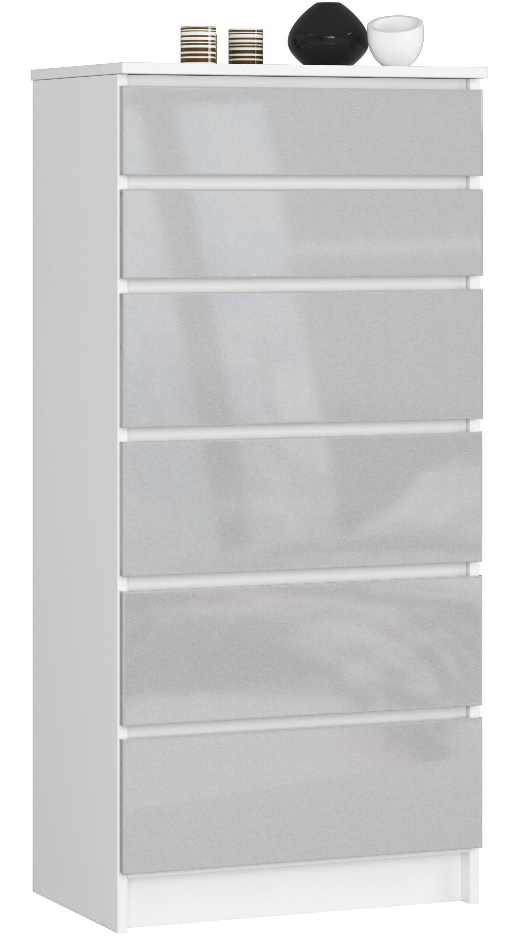 Commode : 6 tiroirs, blanc | métallique brillant, 60 x 130 x 40cm ...