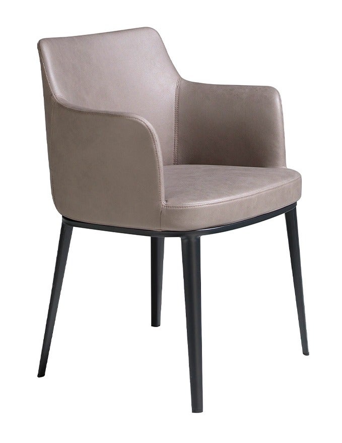 Silla Raka de tela visón y patas de acero negro - Juego de 2-Color ...