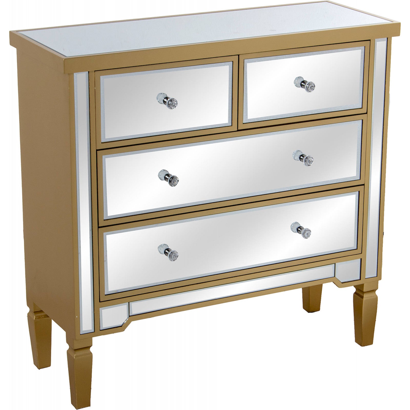 Commode miroir dorée à 4 tiroirs pour intérieur chic 85 x 33 x 84 cm ...