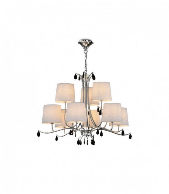Suspension abats jours Andrea Chrome poli 9 ampoules 80cm | Leroy Merlin