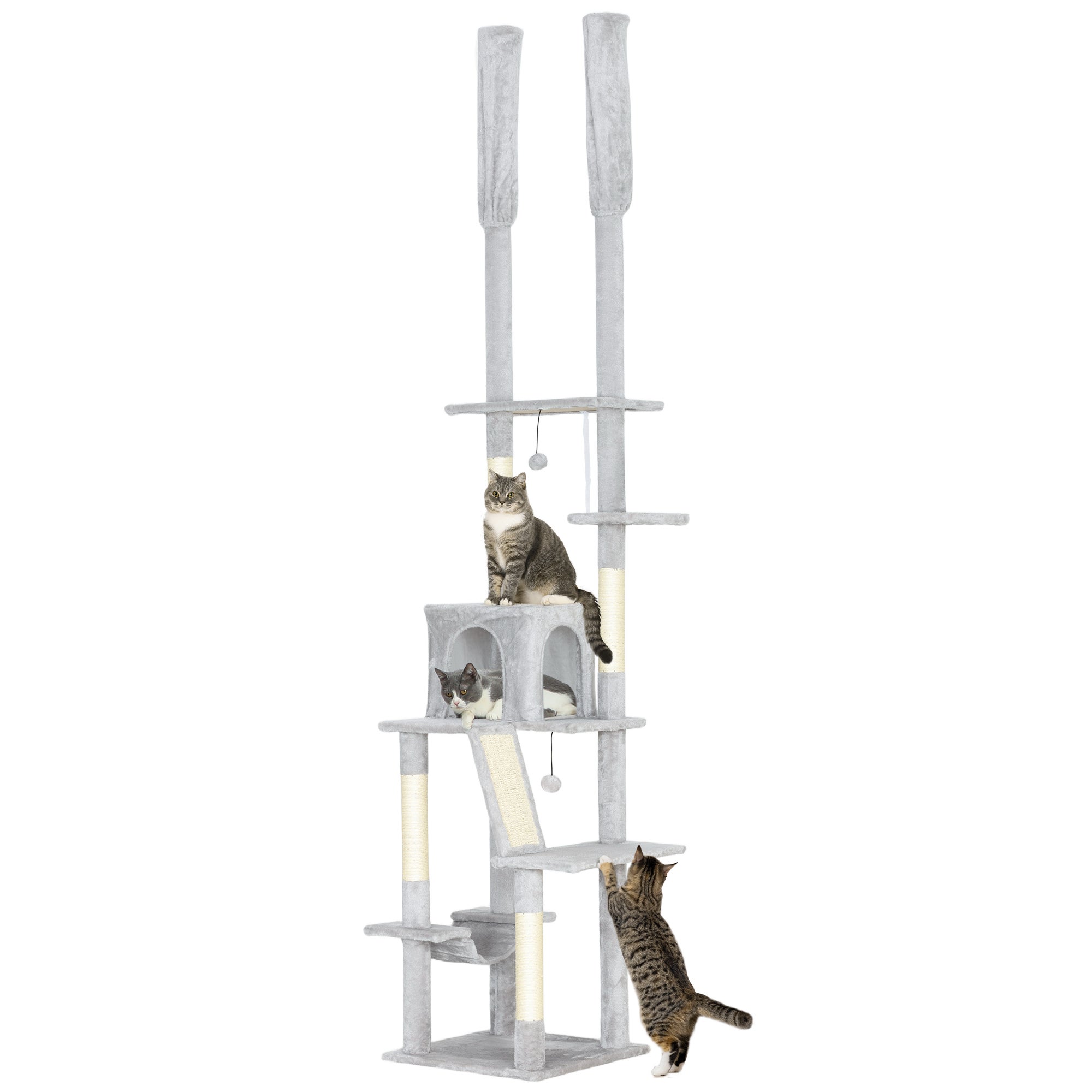 Arbre à chat du sol au plafond avec hauteur ajustable 225-255 cm, 6 ...