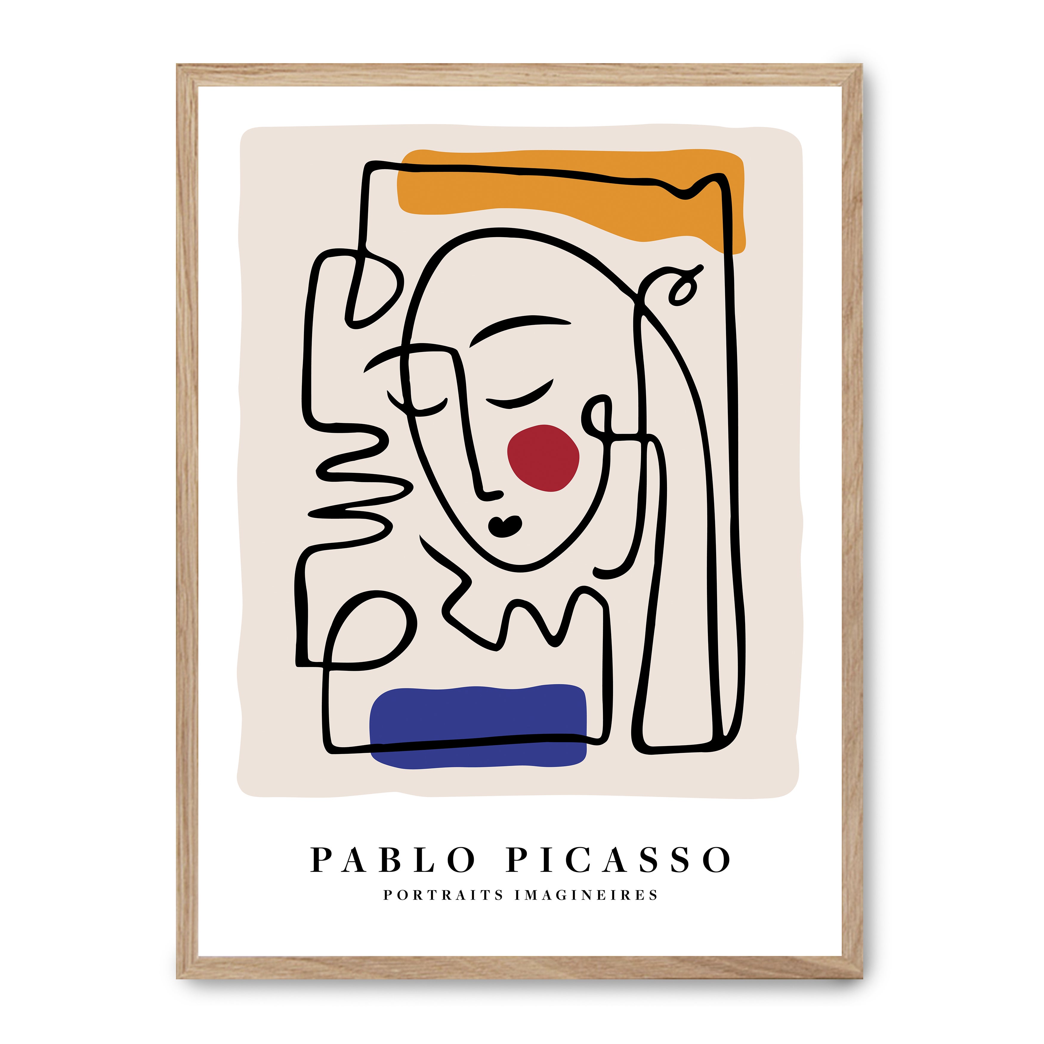 Cuadro Picasso portraits IX, marco premium chapado en roble, 50x70 cm ...