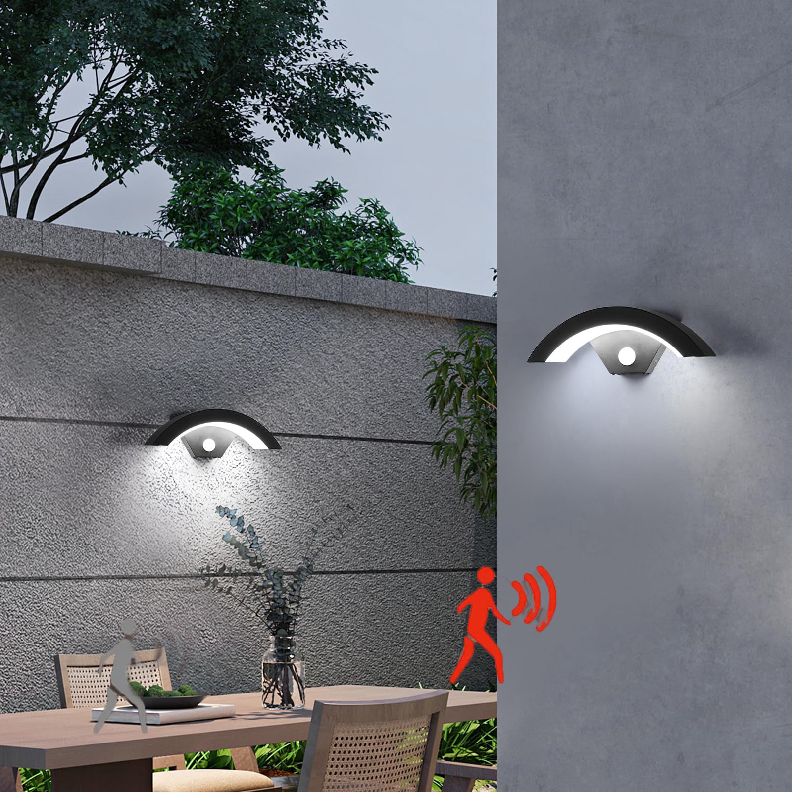 Applique murale d'extérieur 24W, 2 appliques murales modernes en ...