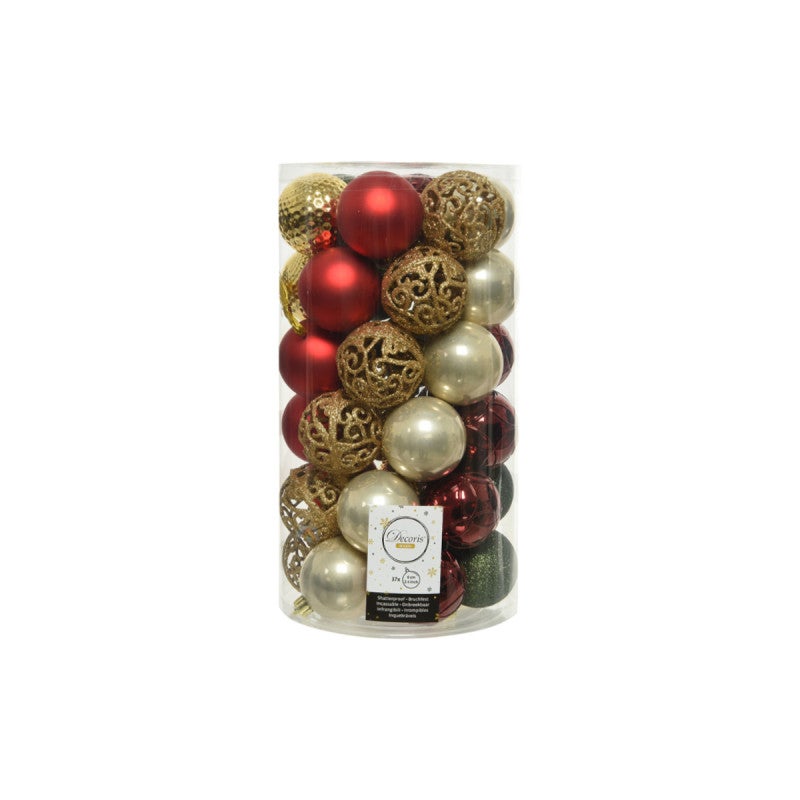 Pack de 37 bolas decorativas colores surtidos dorados y rojos ø6cm ...