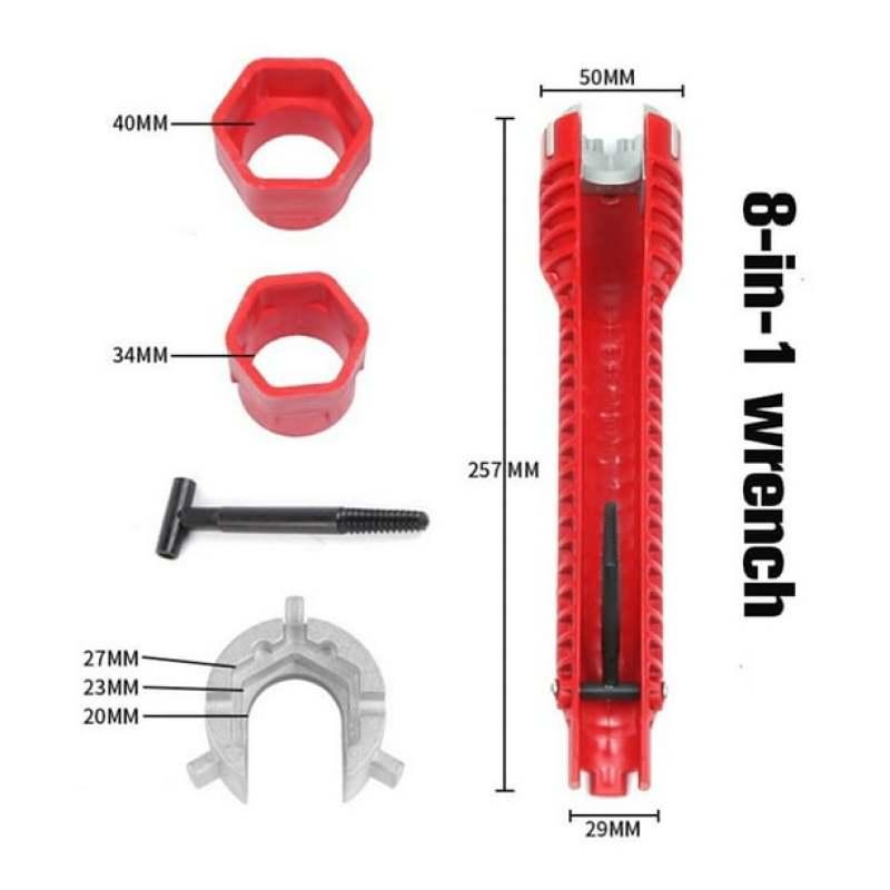 Llave multifuncional 8 en 1 antideslizante para grifos, tuberías y ...