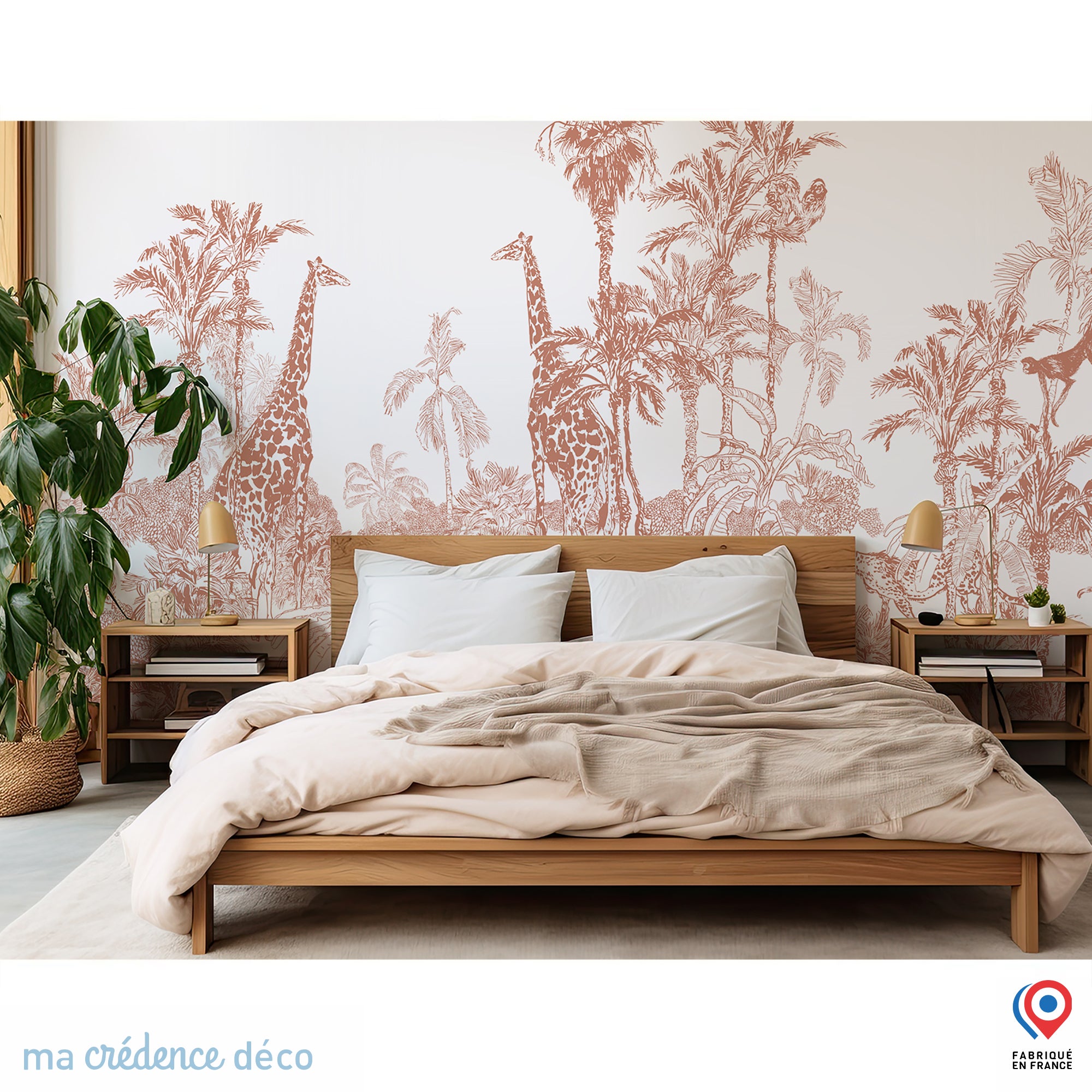 Papier peint Dessin jungle et animaux - Intissé - L.200 x H.280 cm ...