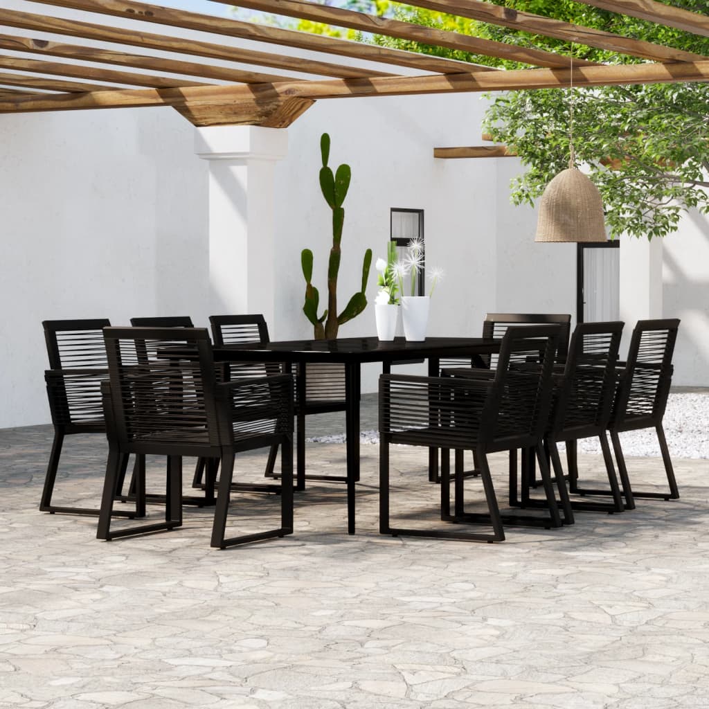 Ensemble à manger de jardin 9 pcs Noir vidaXL | Leroy Merlin