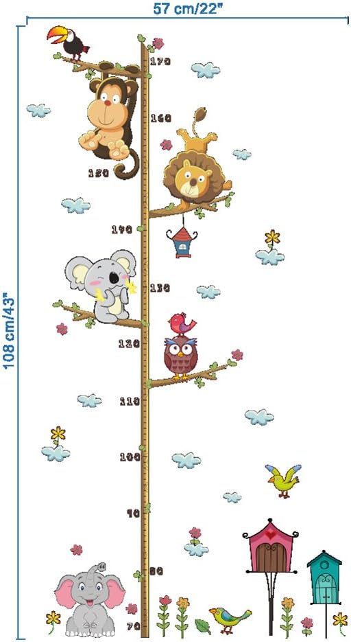 Hauteur De Mesure Arbre Mur Autocollant Amovible Dessin Animé ...