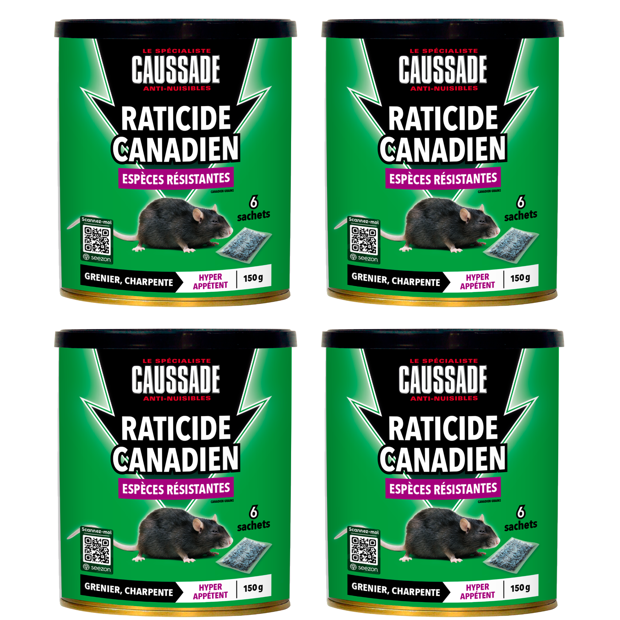 CAUSSADE Anti Rats - Efficacité Radicale - Lieux Secs - 24 Sachets ...