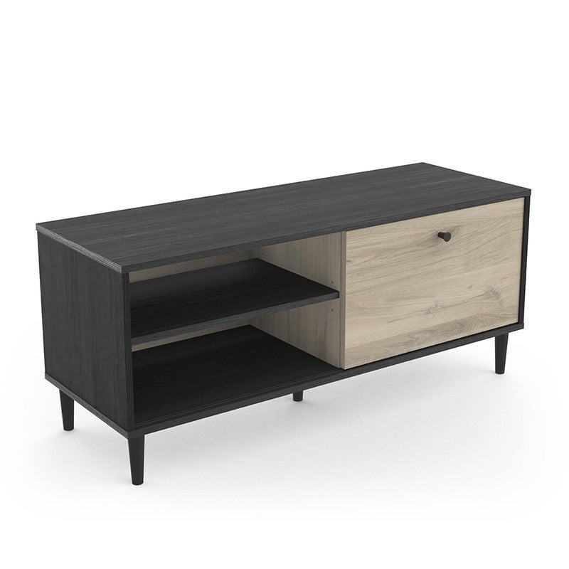 Meuble TV 1 porte Arty naturel et noir - Noir | Leroy Merlin