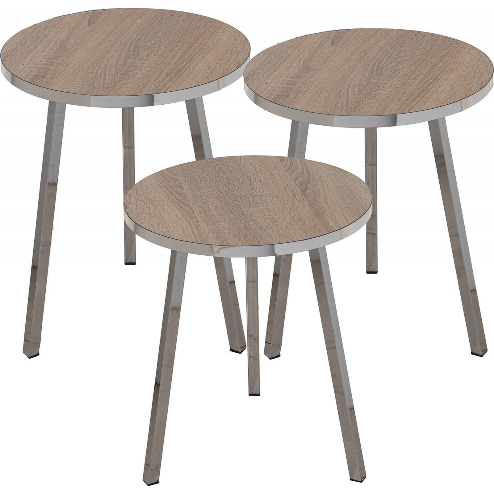 Table gigogne design bois et pieds chromés pour salon | Leroy Merlin