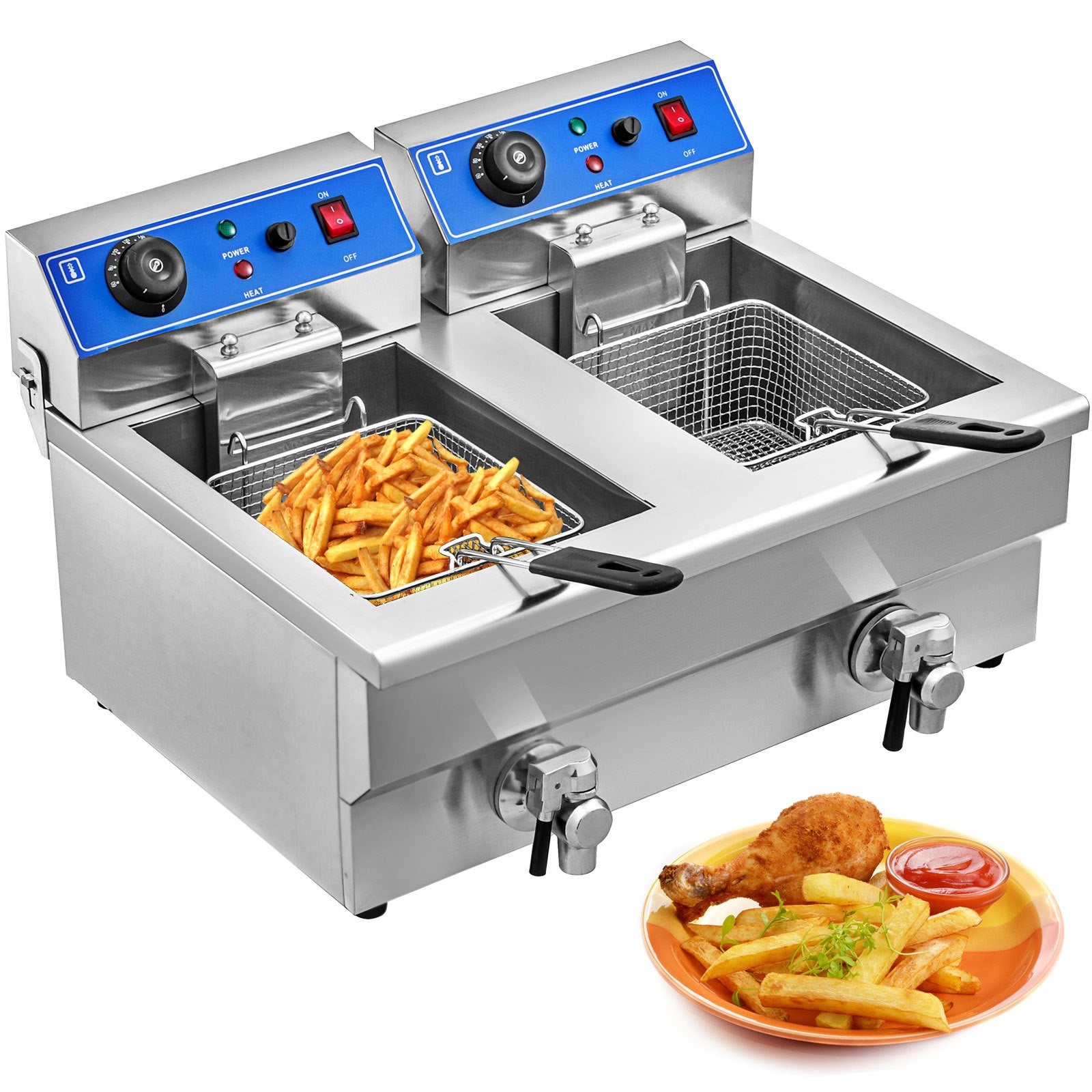 Friteuse Professionnelle électrique 6000w 20l Double Réservoir + 2 ...