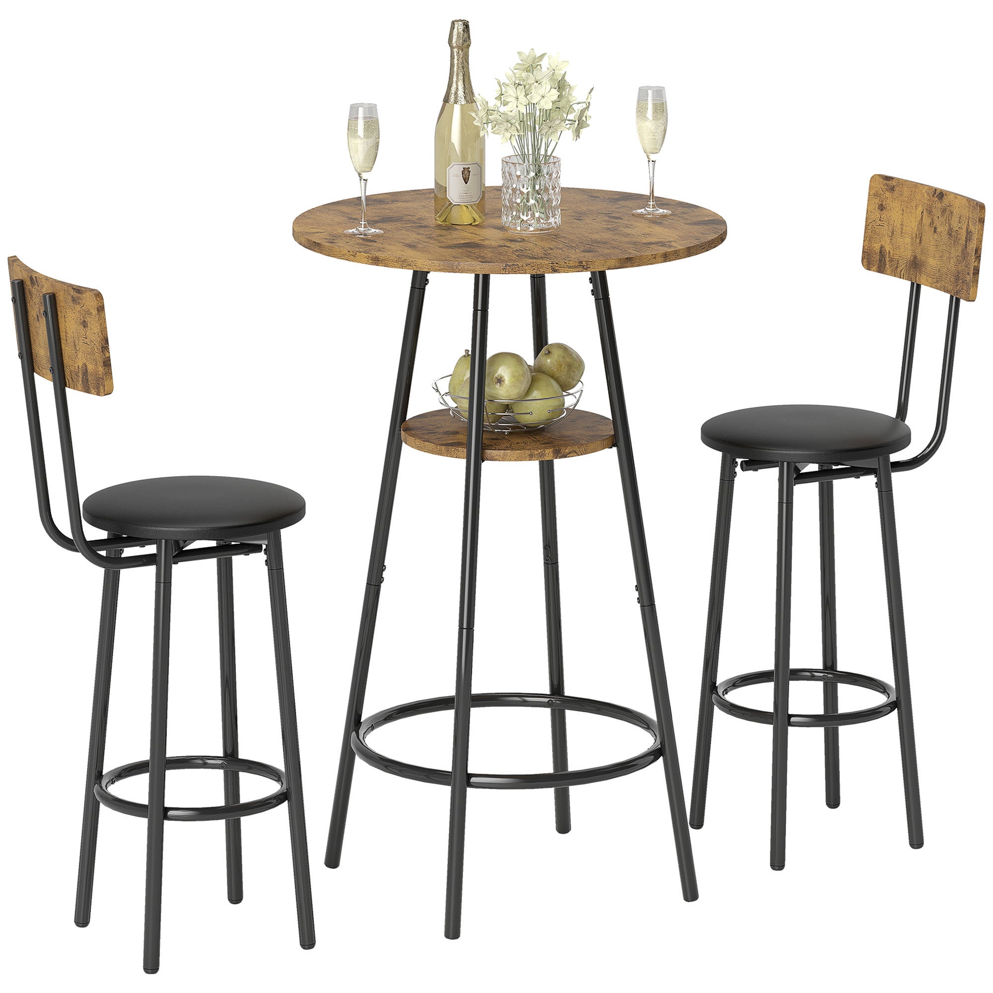 Ensemble table et chaises de bar trois pièces, comprenant deux ...