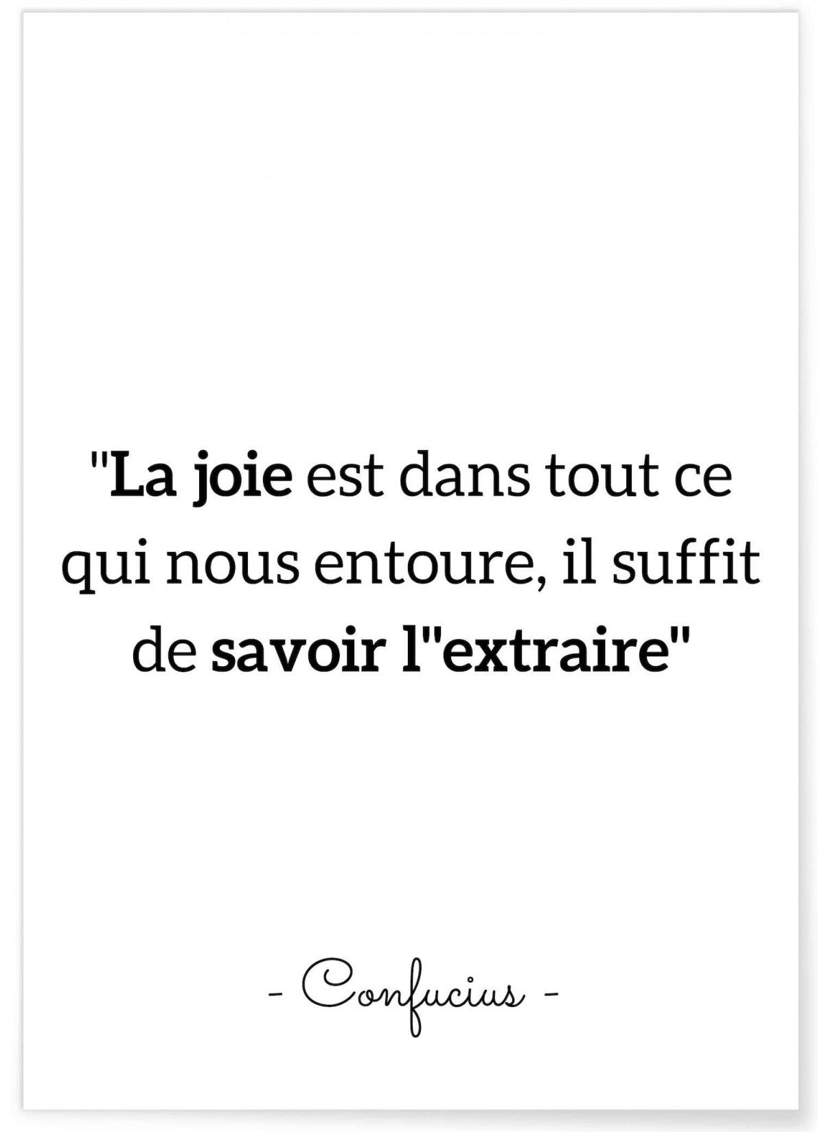 Poster Confucius : 'La joie...' - Format A3 - | Leroy Merlin