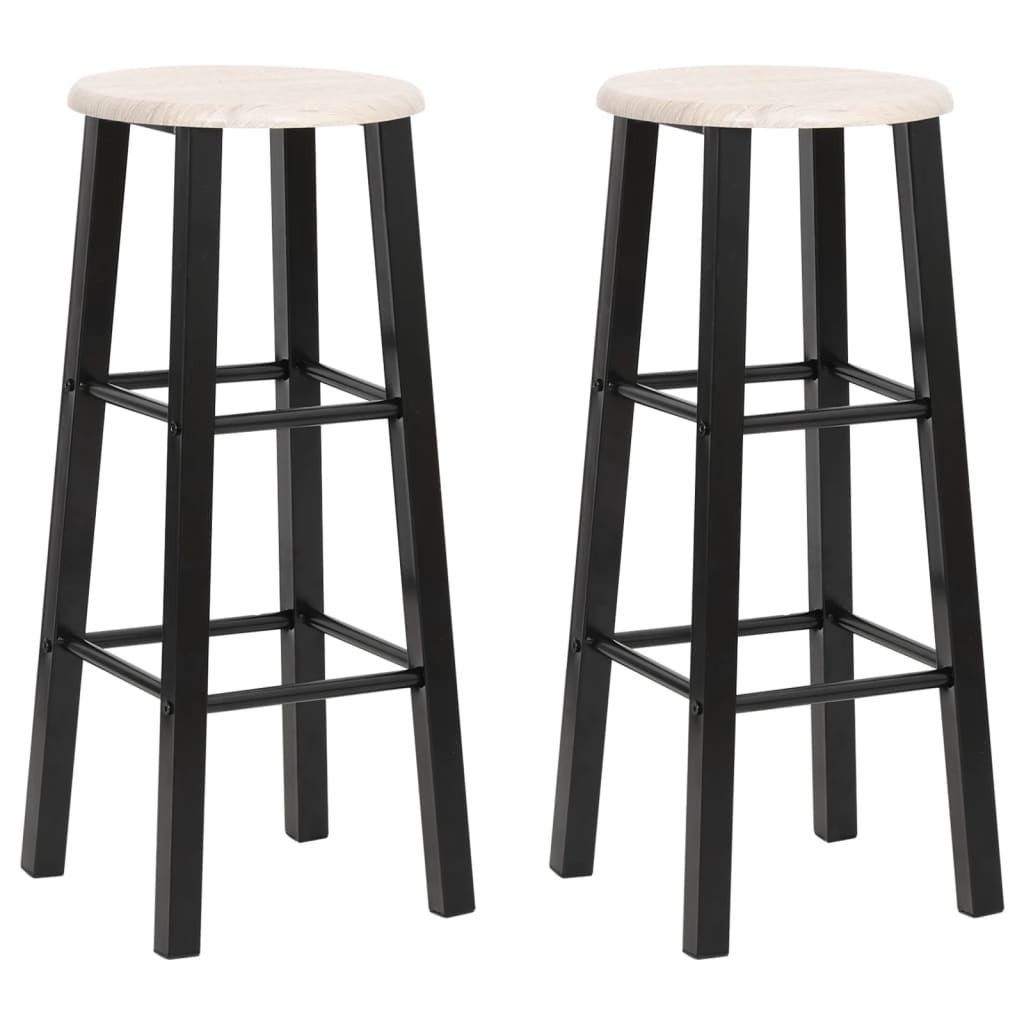 Lot de 2 Tabourets de bar | Chaise haute | Tabouret Haut noir MDF ...