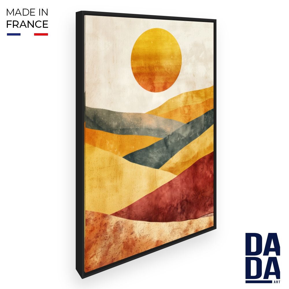 Toile encadrée Paysage ensoleillé / 100x140cm / Cadre Noir / Fabriqué ...