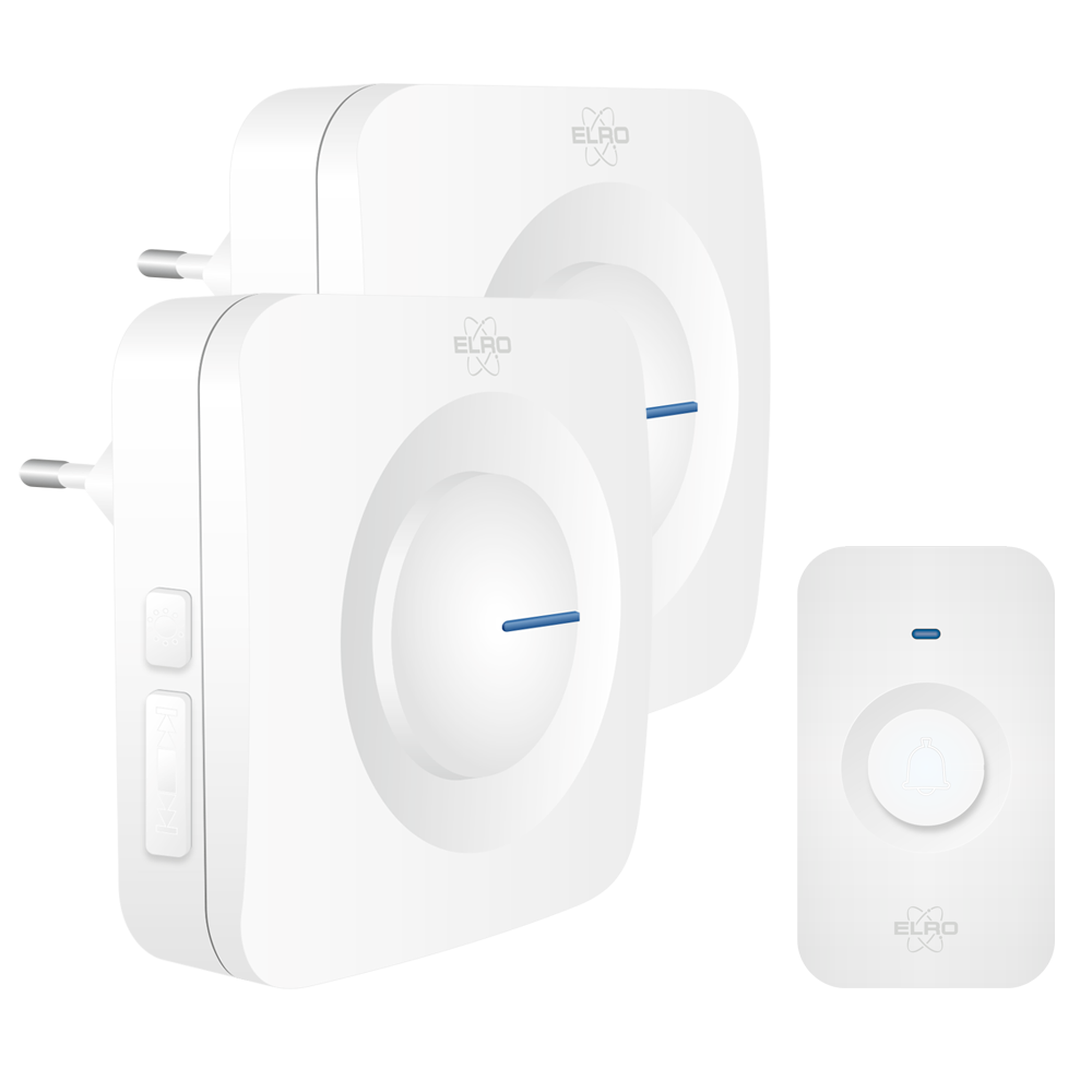 ELRO DB3000 Sonnette de Porte sans Fil - 2X Brancher/Récepteur Plug-in - sans Batterie - Blanc ...