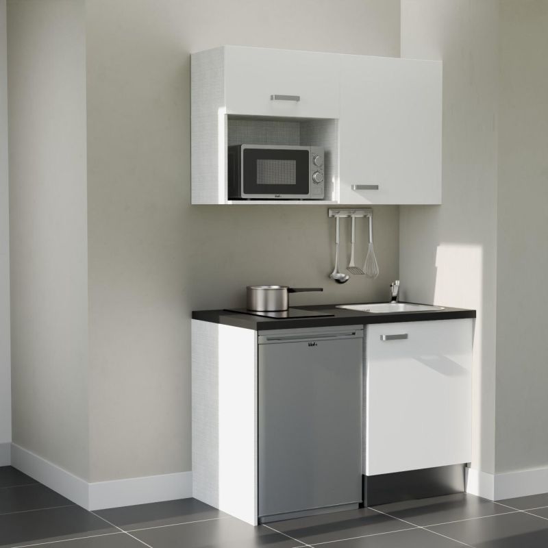 Kitchenette K07L-PT - 120 cm - plan stratifié, évier inox, - Façade ...