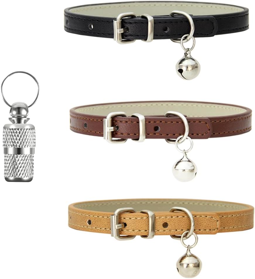Ensemble de colliers pour chat en cuir 3 pièces - Collier pour chat ...