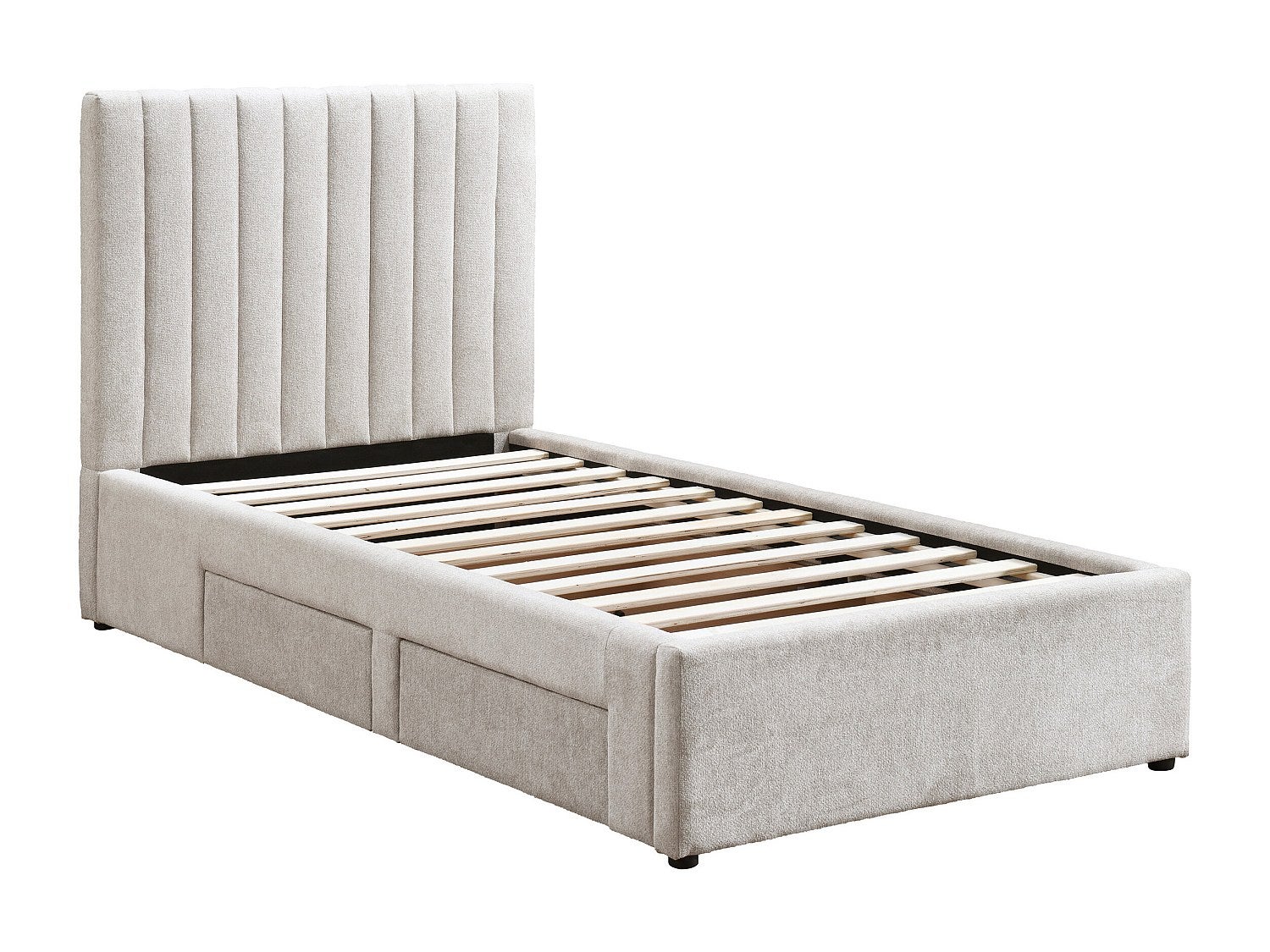 Lit 90 x 190 cm avec 2 tiroirs - Tissu - Beige - SARAH | Leroy Merlin