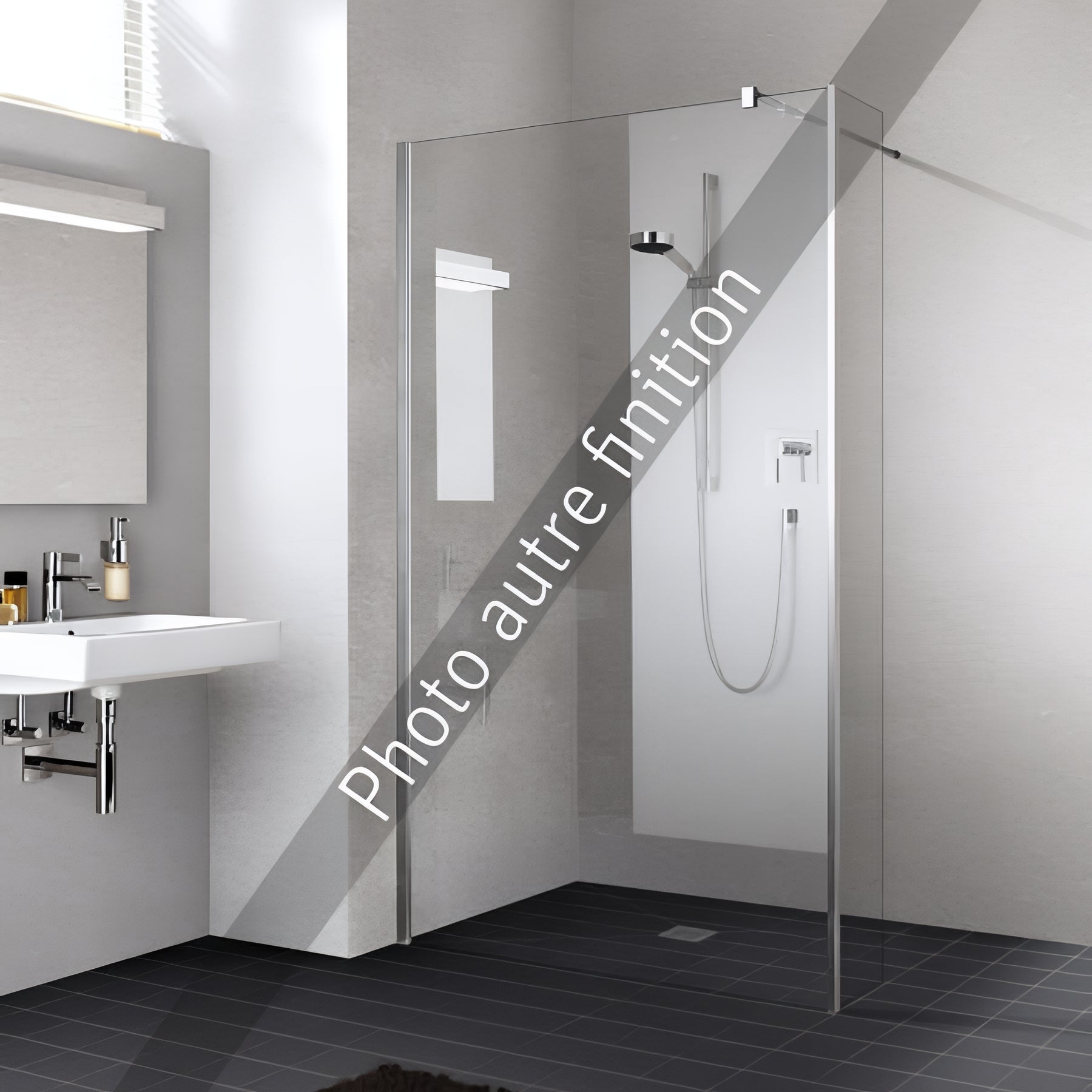 Paroi de douche walk-in-SHOWER largeur 30cm hauteur 200 cm profilé noir ...