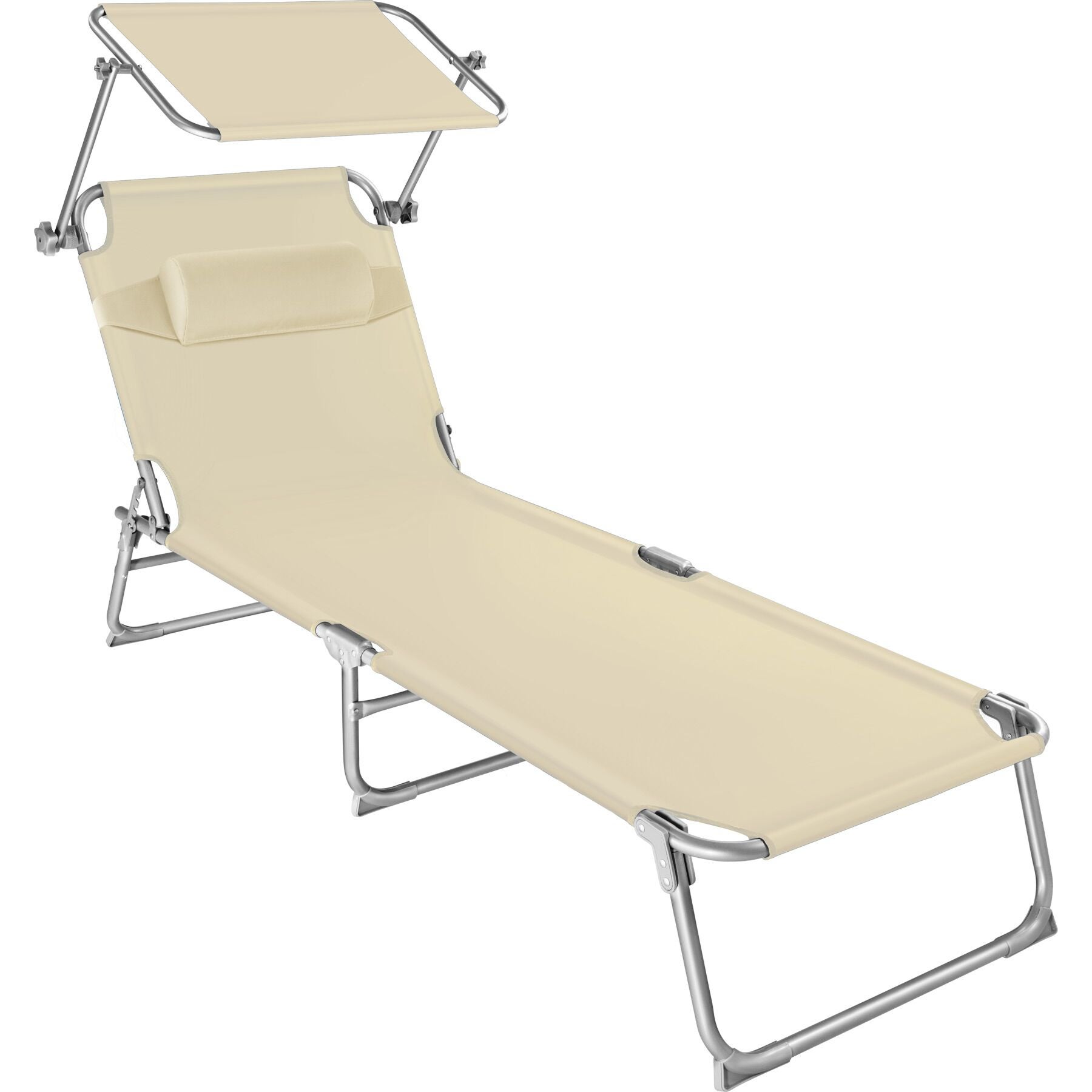 Transat en polyester et acier chaise longue pliable réglable sur 4 ...