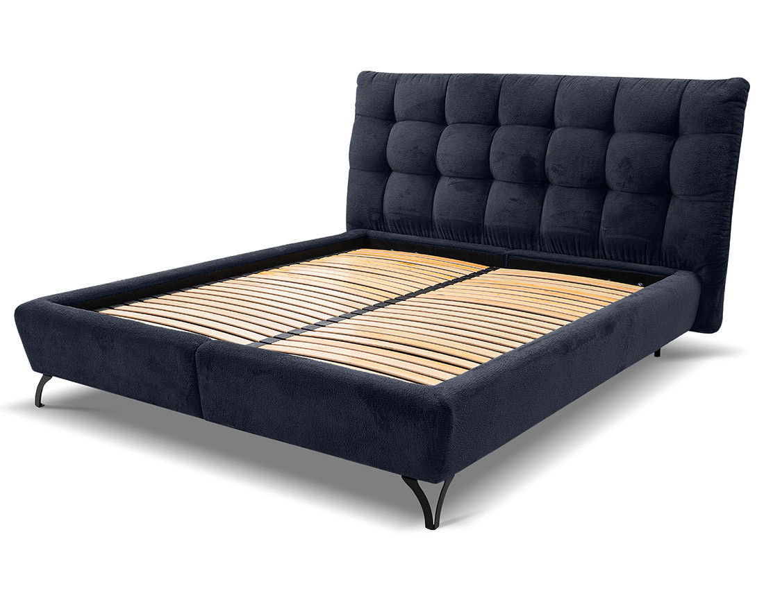 Lit coffre en Tissu bouclette 140x200 cm bleu nuit | Leroy Merlin