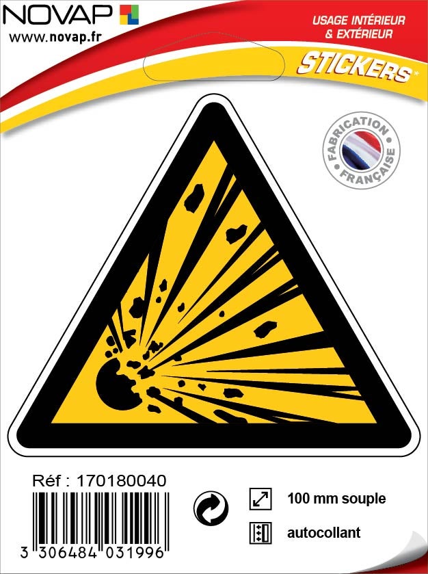 Panneau Danger matières explosives - Adhésif Triangle 100mm - 4031996 ...