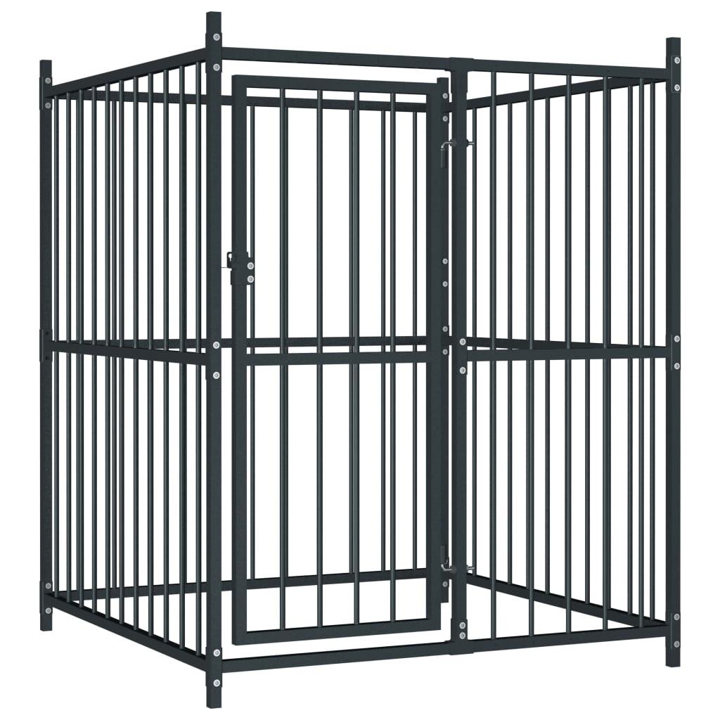 Chenil extérieur cage enclos parc animaux chien extérieur pour chiens 120 x 120 x 150 cm noir 02 ...