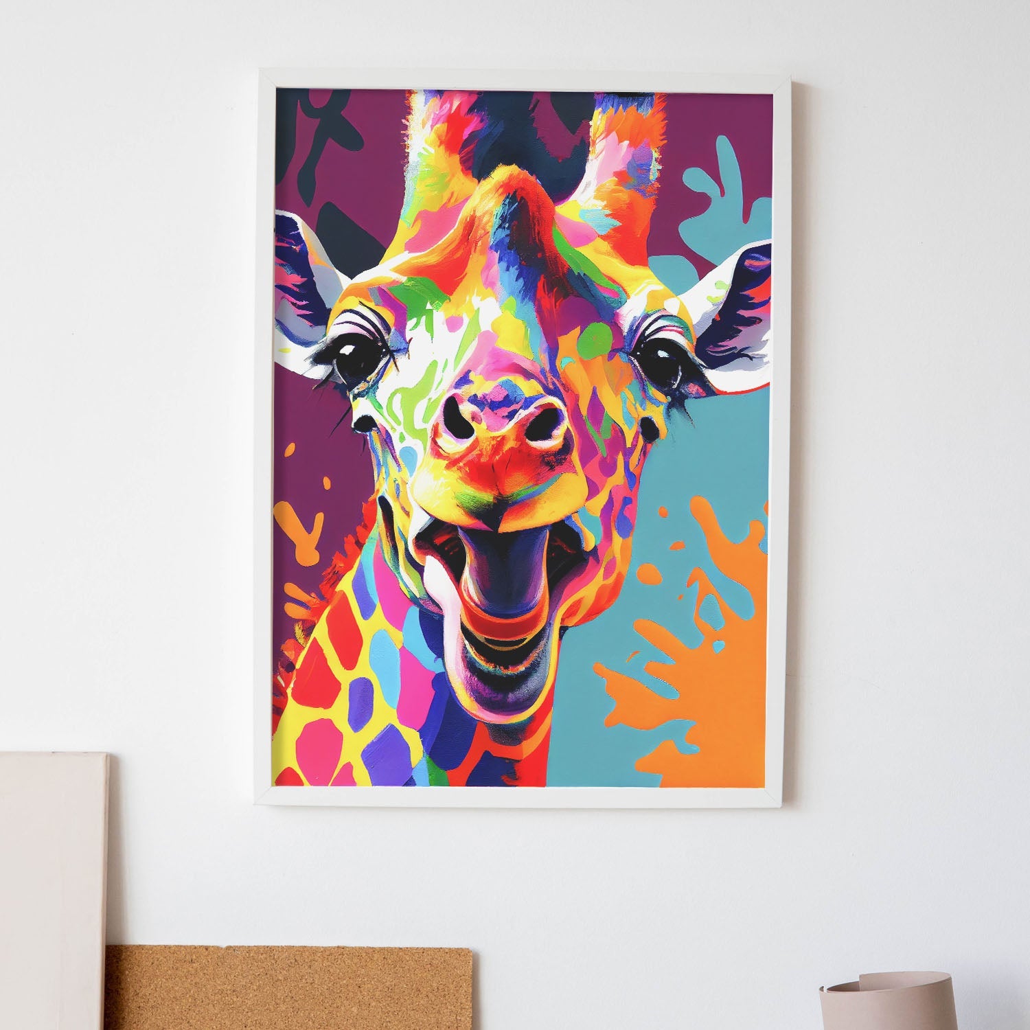 Nacnic Girafe Illustration Animale Colorée Impressions D'affiches D'art ...