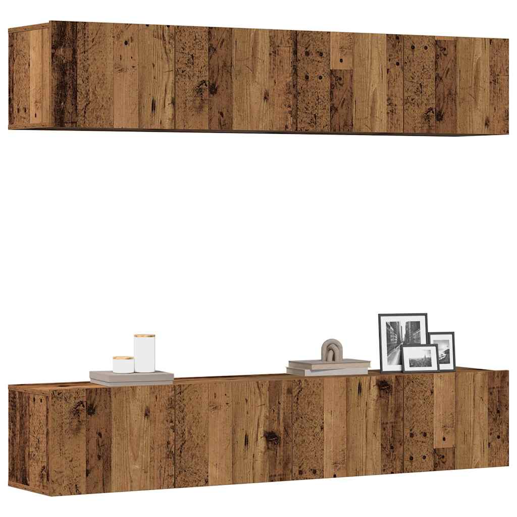 VidaXL Mobili TV a Parete 4 pz Legno Antico in Legno Multistrato ...