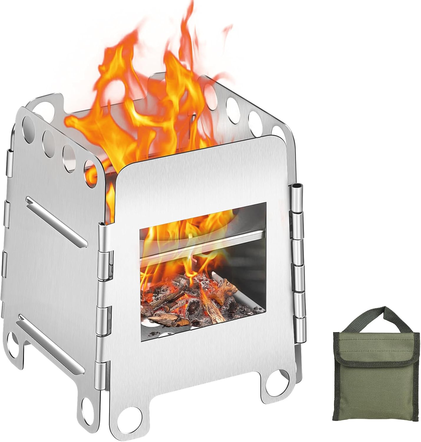 Réchaud à Bois Pliable 8.7x10.7cm – Réchaud Compact en Acier Inoxydable ...