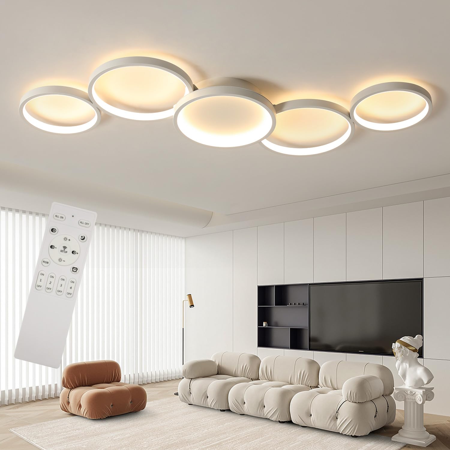 Plafoniere a LED, moderni lampadari neri da soffitto, dimmerabili da 55 ...