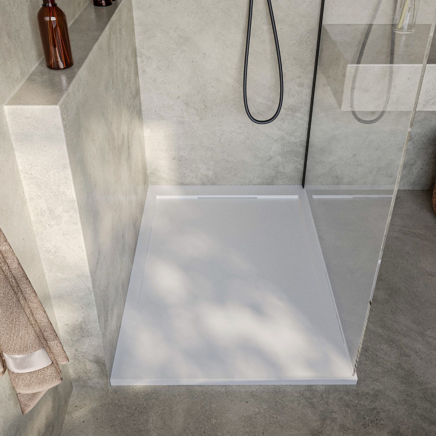 SOULHOME Plato de Ducha de Resina Aligerada textura Pizarra – BLANCO ...