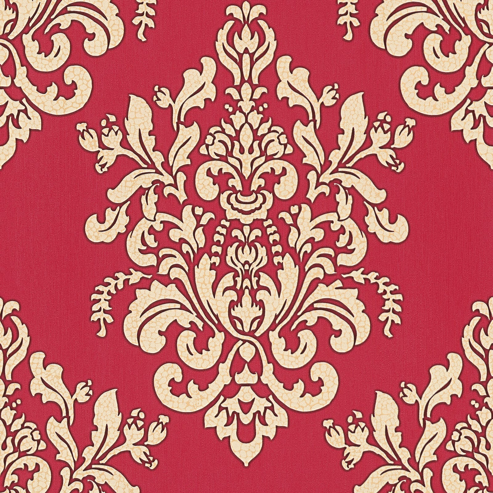 Papier peint vintage à motif baroque rouge & or Tapisserie fleurie ...